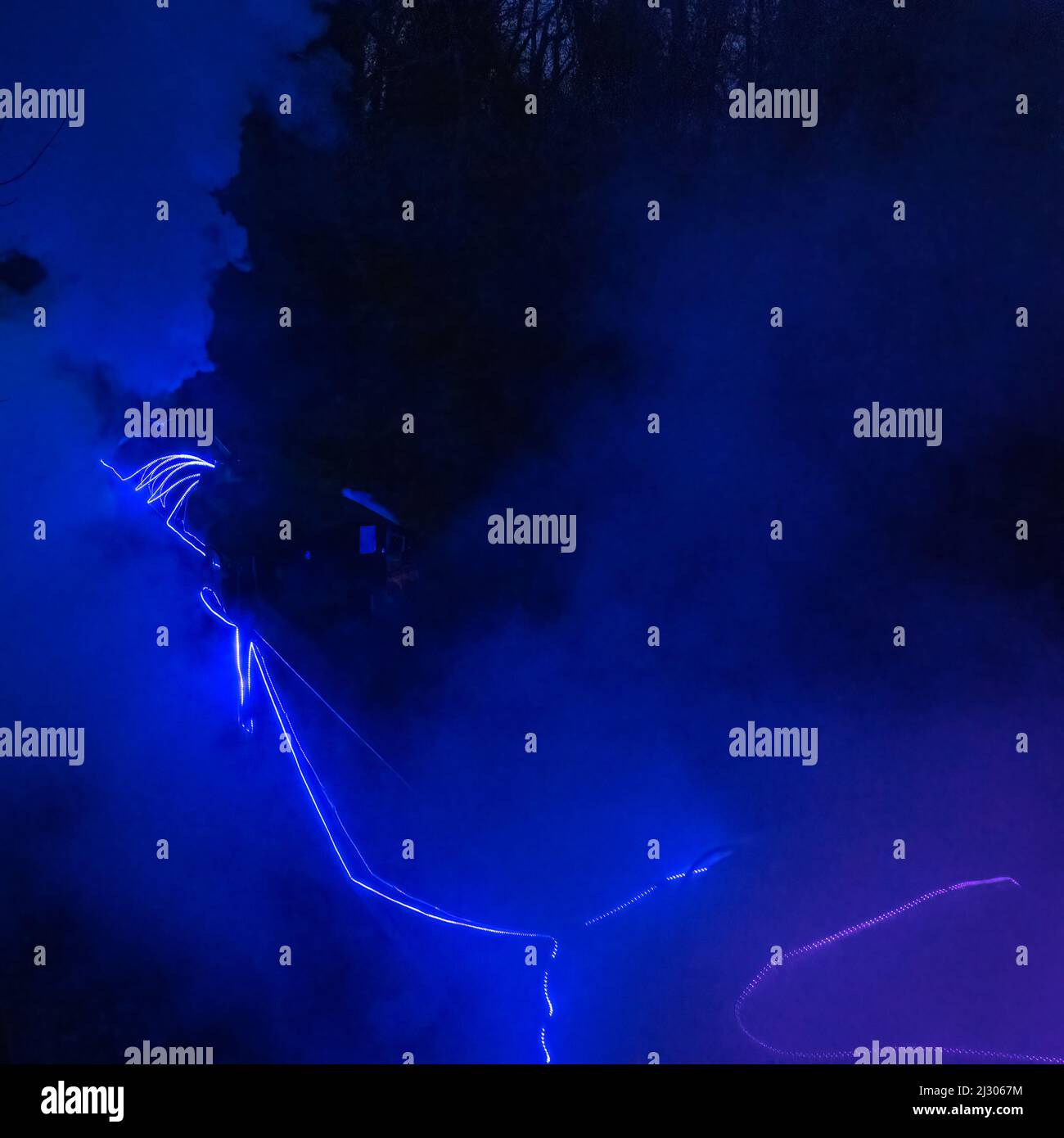 Locomotive 7828 Odney Manor pulling the illuminated 'Winter Lights' Christmas special passenger ...