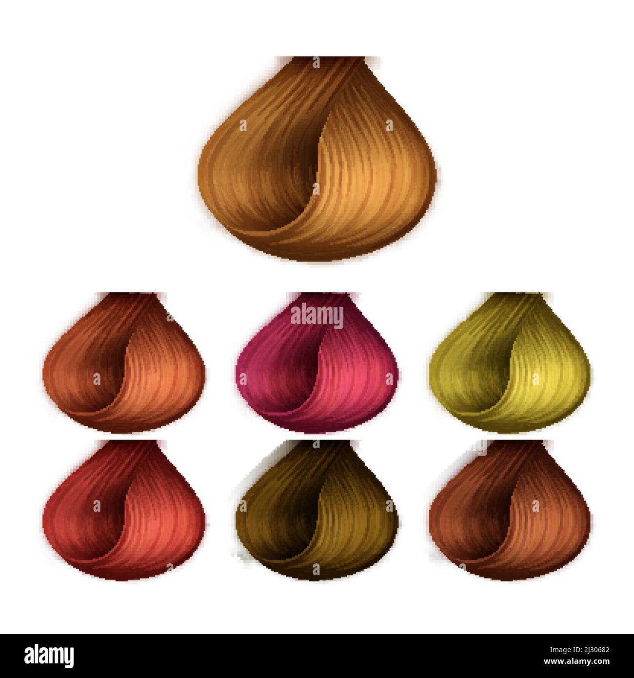 Hair Paint Multicolored Style Examples Set Vector Stock Vector Image ...