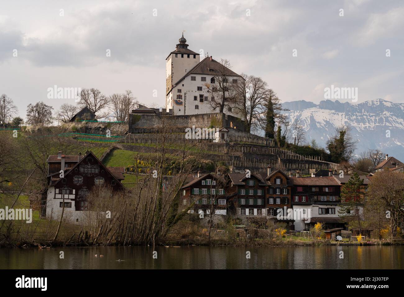 Werdenberg, Switzerland, March 29, 2022 Historic old castle on the top ...