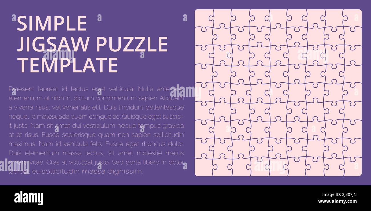 Simple jigsaw puzzle template - completed pieces on right side, empty ...