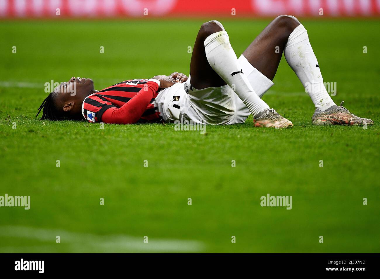 Milan, Italy. 04 April 2022. Rafael Leao of AC Milan looks dejected at ...