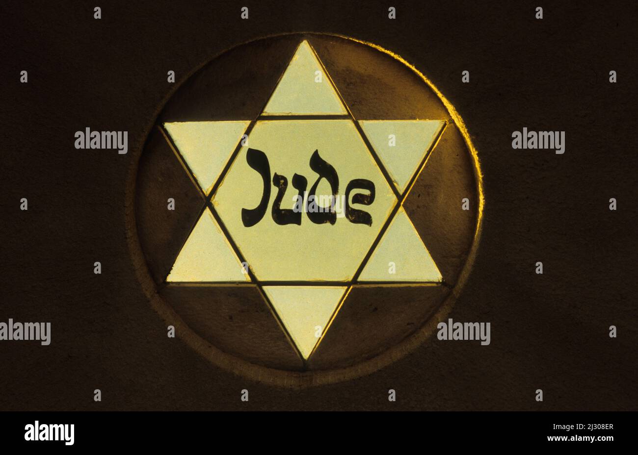 A window formed like a Yellow Star from the Nazi-era in the Holocaust ...