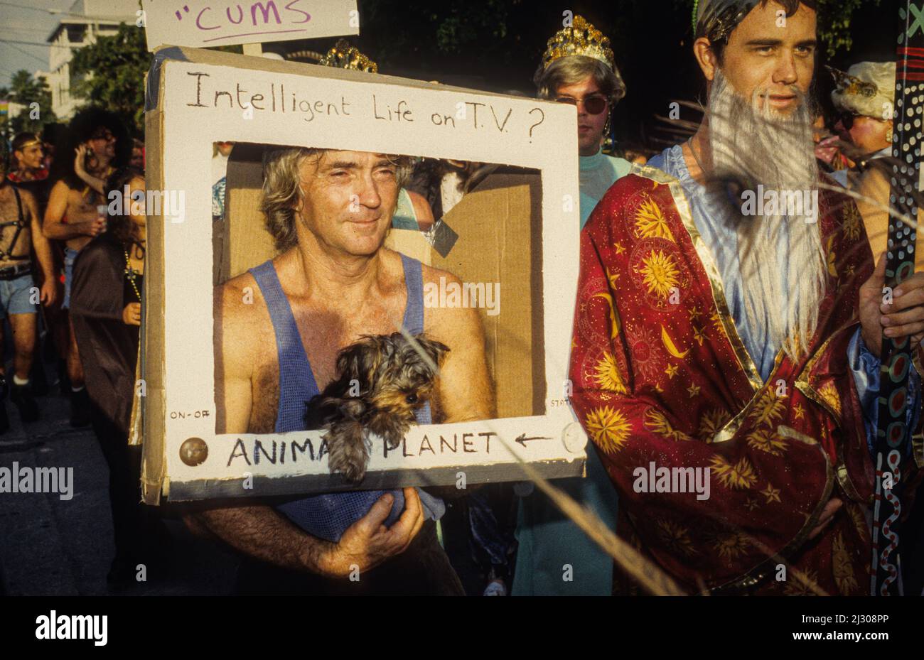 Intelligent life on TV? Participants in colourful costumes at the ...