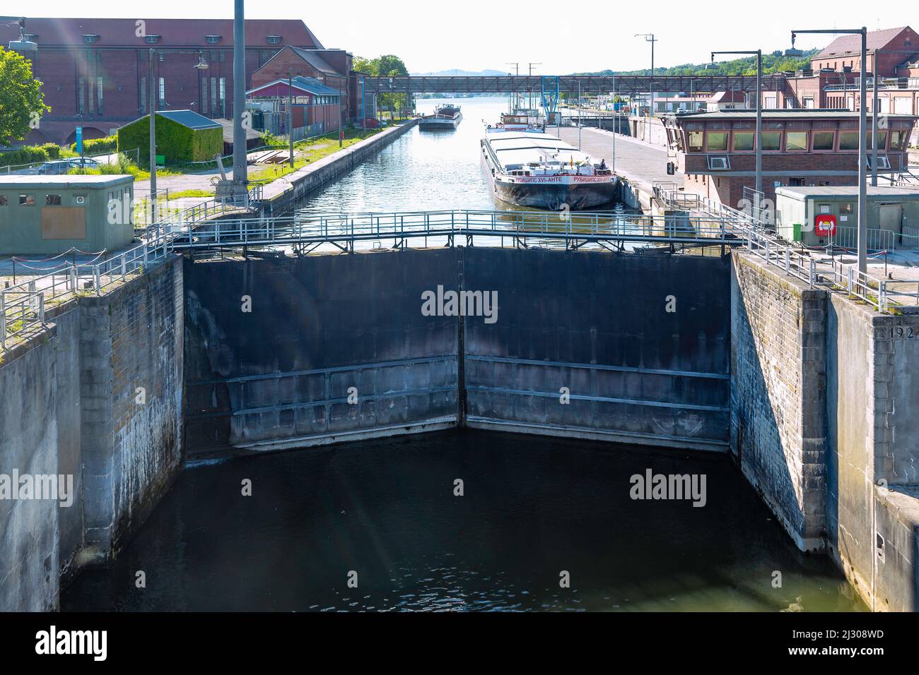 Kachlet lock system, Danube Cycle Path Stock Photo - Alamy