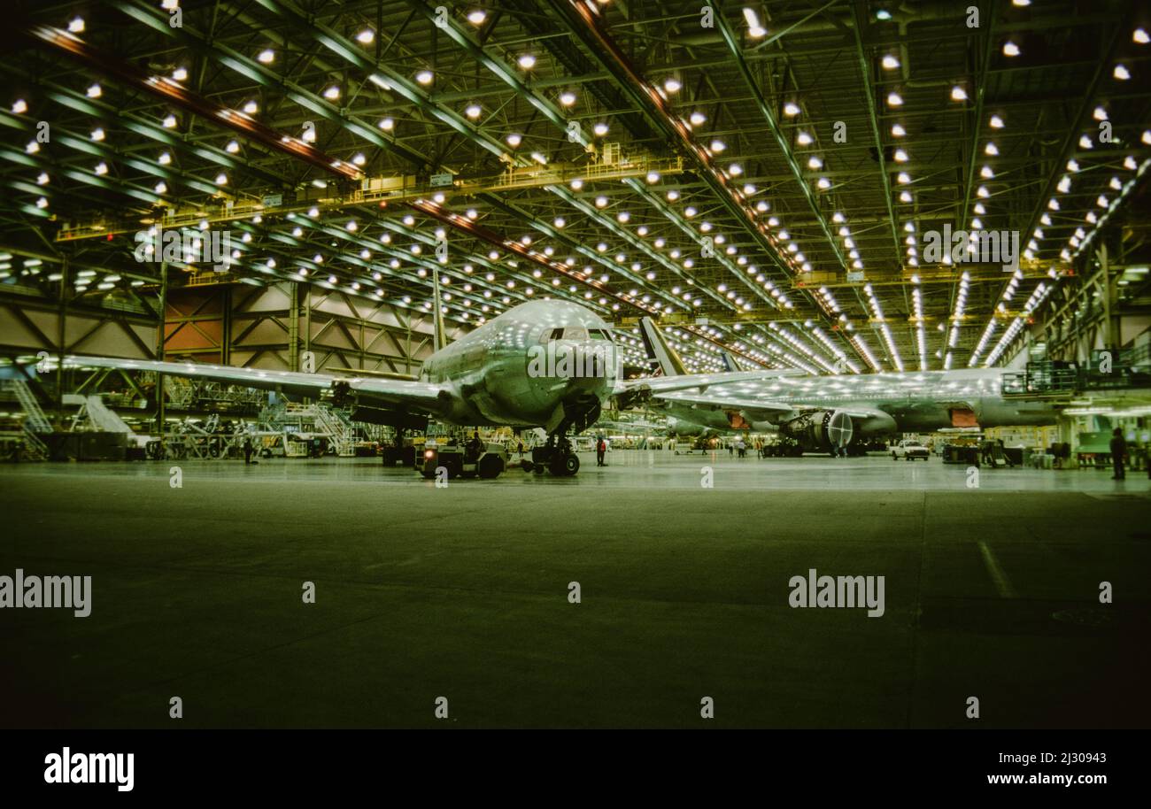 Production line of the Boeing 777 at the site in Everett near Seattle ...