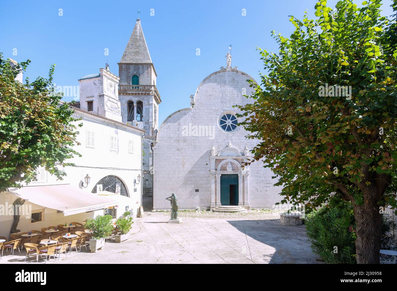 Osor; island of Cres; Main Square, Church of the Assumption Stock Photo ...