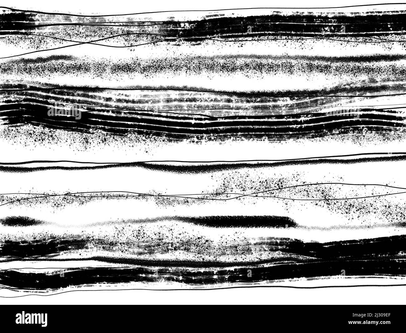 Abstract landscape ink hand drawn illustration. Black and white ink ...