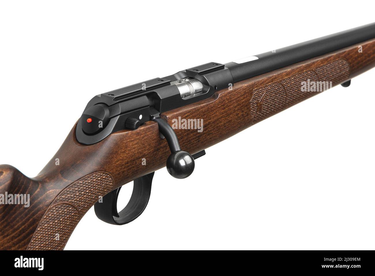 Small-bore bolt rifle in a plastic stock of .22lr. Small rifled weapon ...