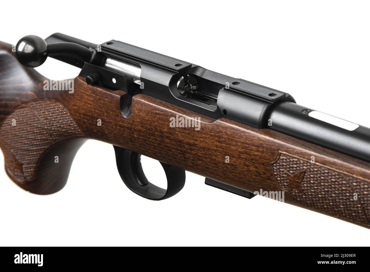 Small-bore bolt rifle in a plastic stock of .22lr. Small rifled weapon ...