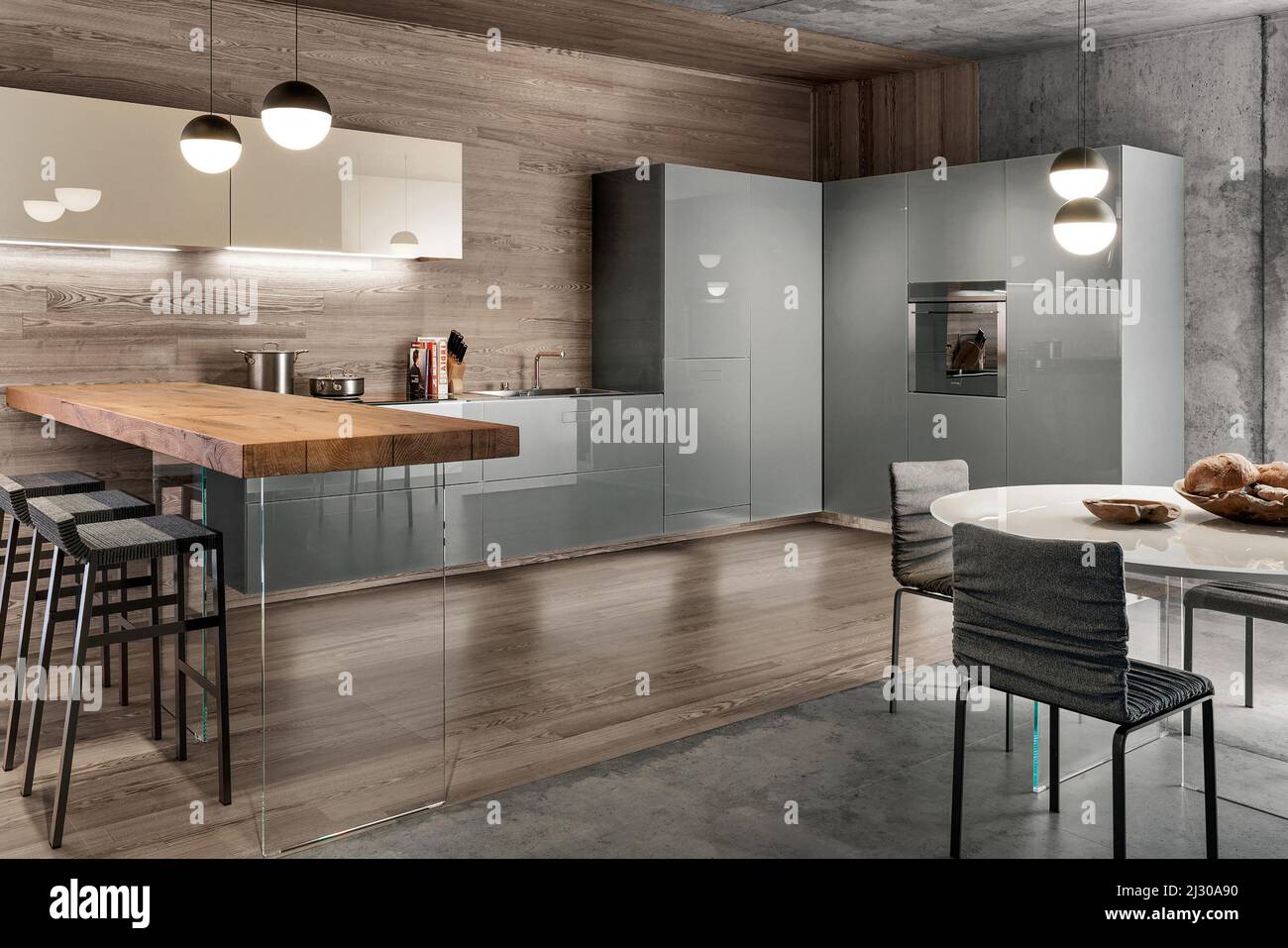 Modern luxury kitchen interior design in minimal style Stock Photo - Alamy