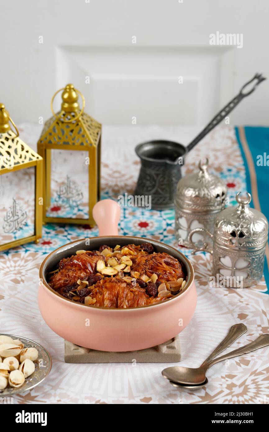 Selected Focus Traditional Egyptian Sweet Pastry Dessert Bread Pudding ...