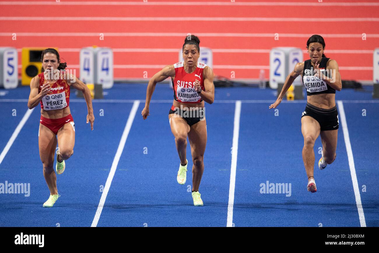 Maria Isabel Perez, Mujinga Kambundji and Bassant Hemida competing in ...