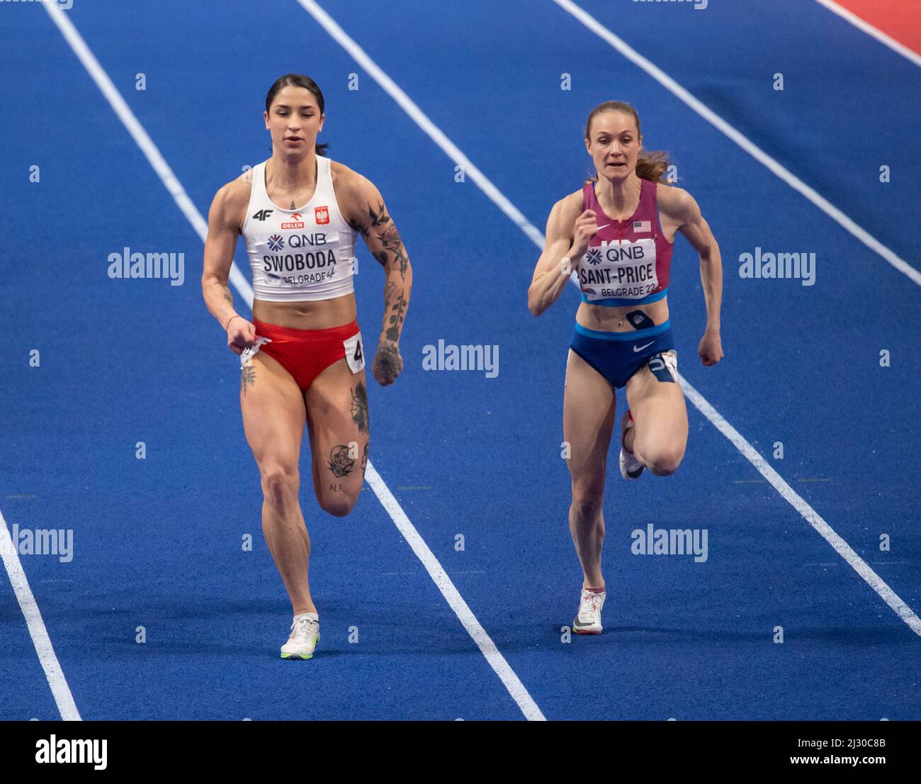 Ewa Swoboda and Marybeth Sant-Price competing in the women’s 60m heats ...