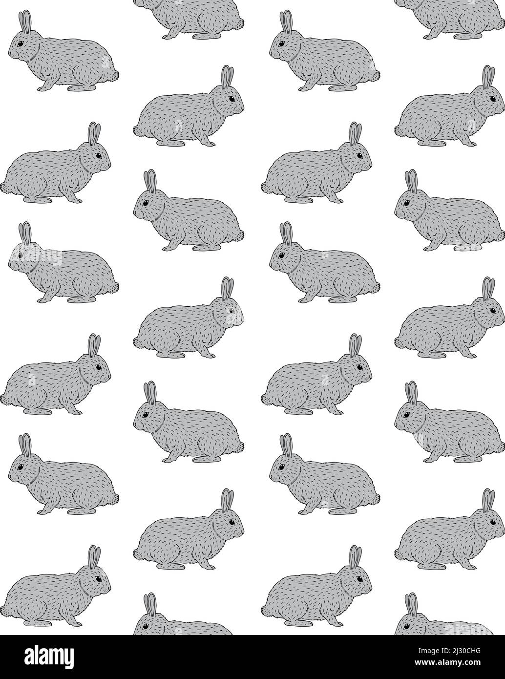 Vector seamless pattern of hand drawn doodle sketch gray rabbit ...