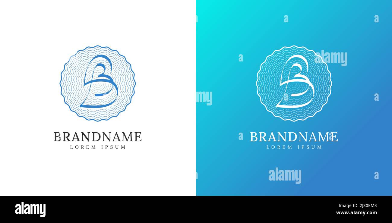 Handwritten initial capital letter SB or BS abstract logo in striped ...