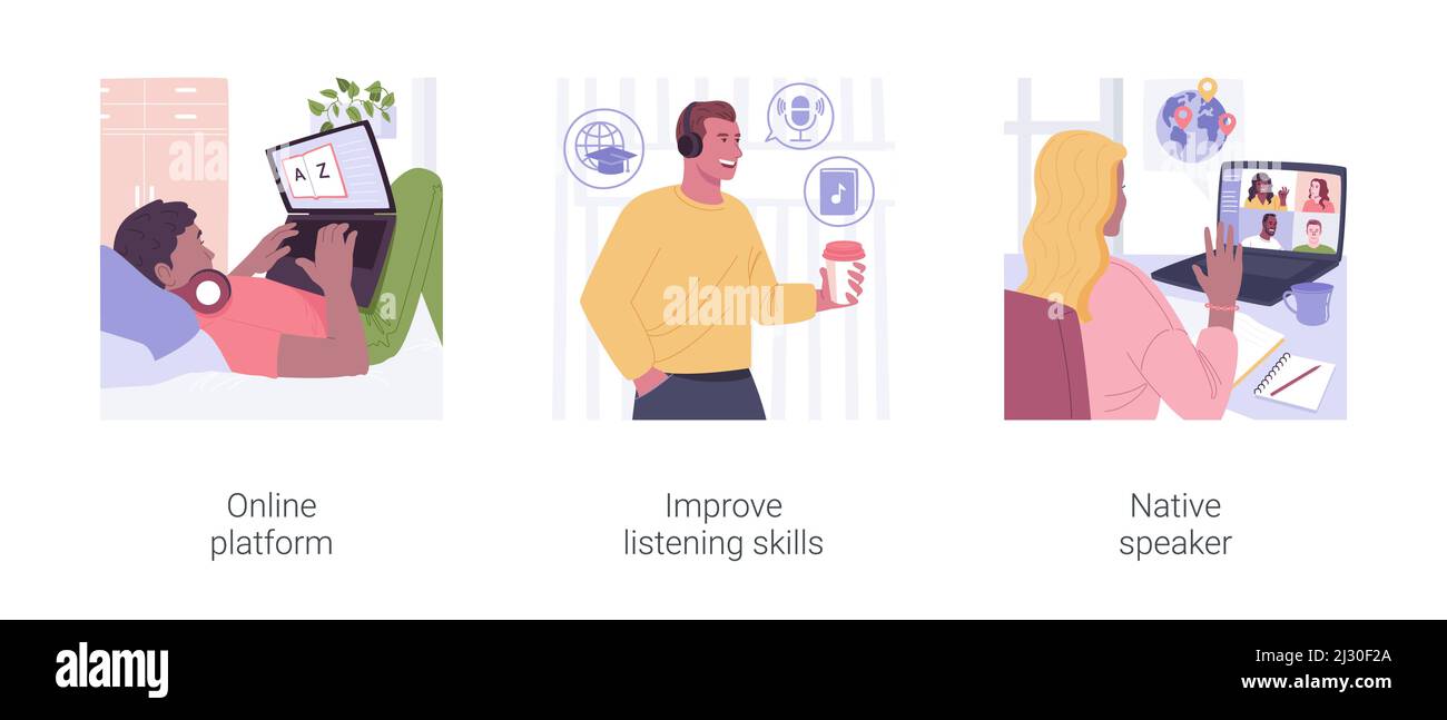 Foreign language distance learning isolated cartoon vector ...