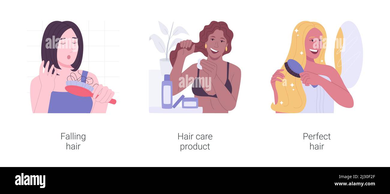 Hair care isolated cartoon vector illustrations set Stock Vector Image ...
