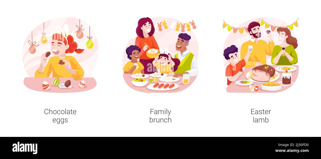 Easter meal isolated cartoon vector illustration set Stock Vector Image ...