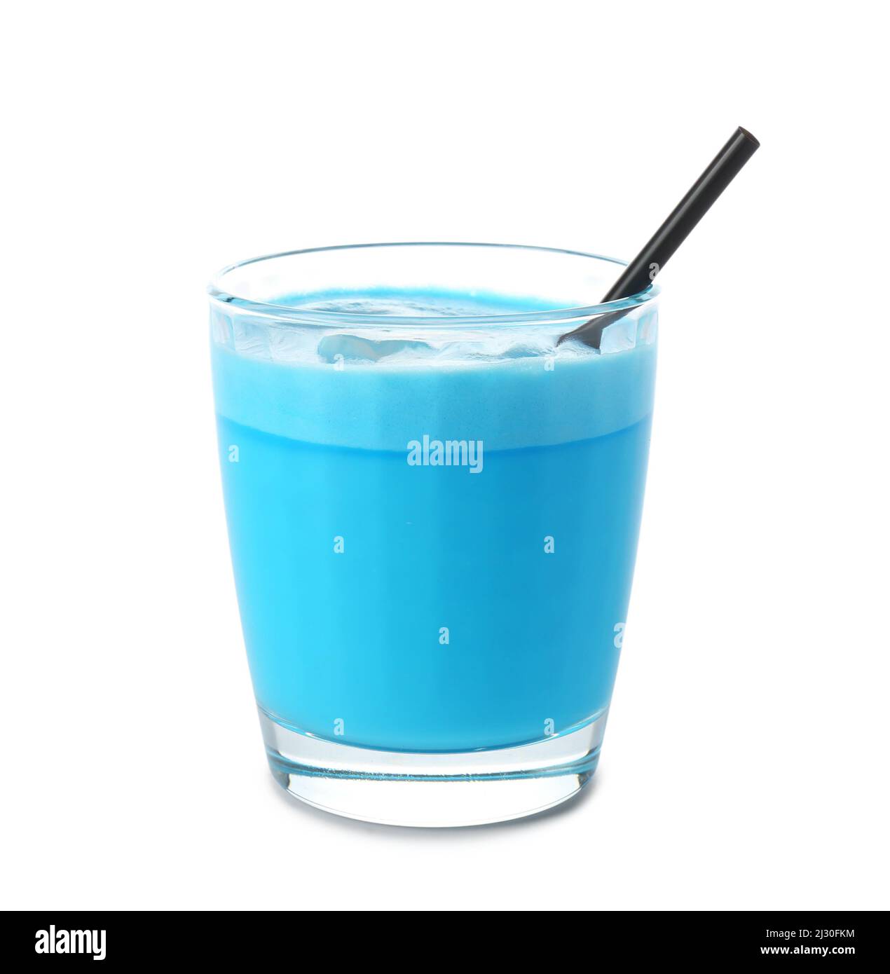 Glass of blue matcha tea isolated on white Stock Photo - Alamy