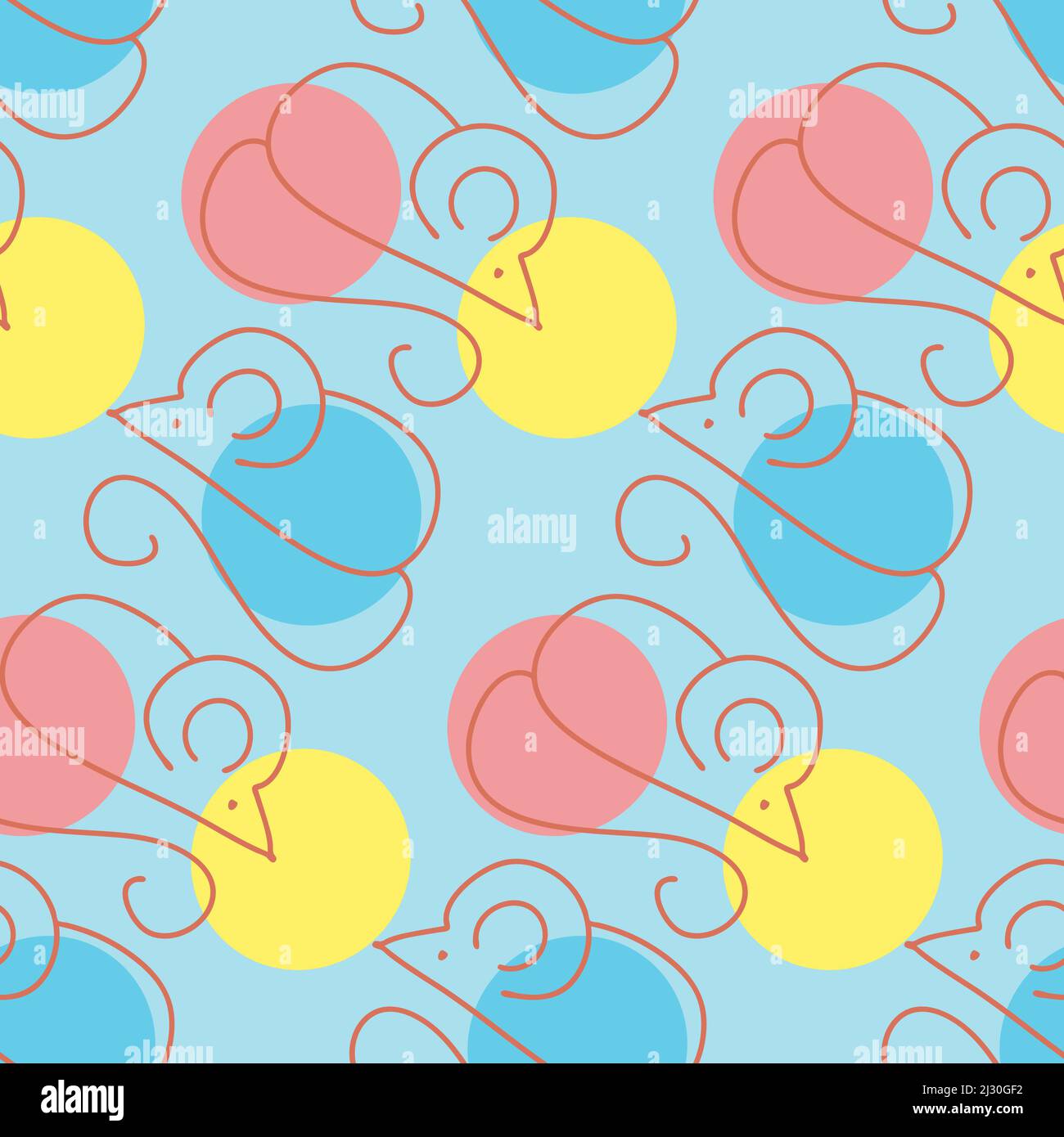 Seamless pattern with mouse silhouette and colored circle. Design for ...