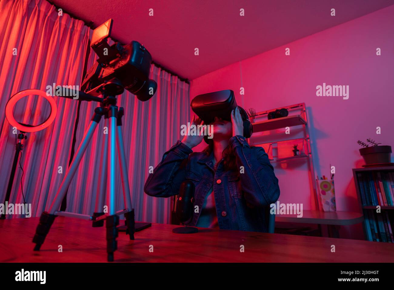 Red light face woman studio model hi-res stock photography and images ...