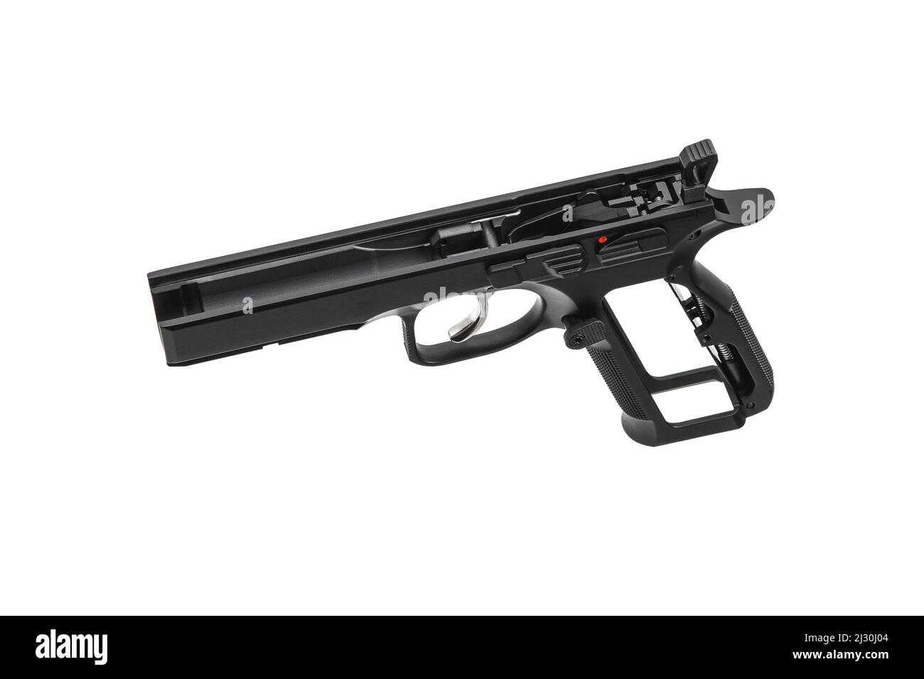 Pistol frame and trigger mechanism. Part of a short-barreled weapon ...