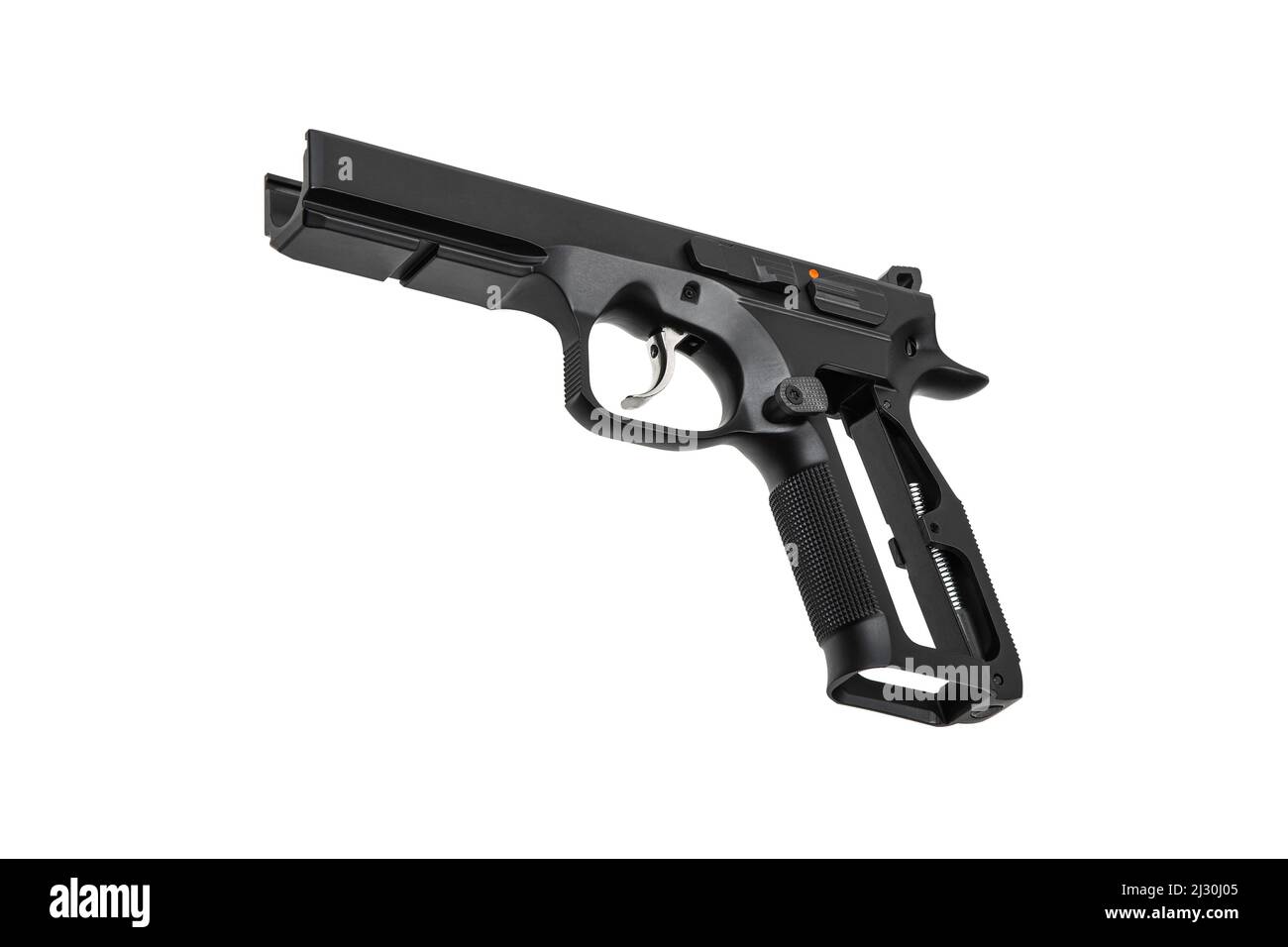 Pistol frame and trigger mechanism. Part of a short-barreled weapon ...