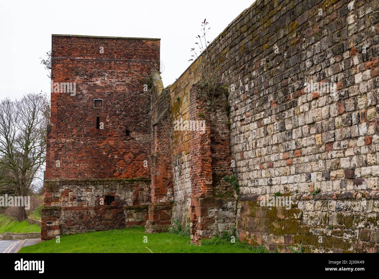 Carlisle Castle outer walls on a cloudy Spring morning. Carlisle ...