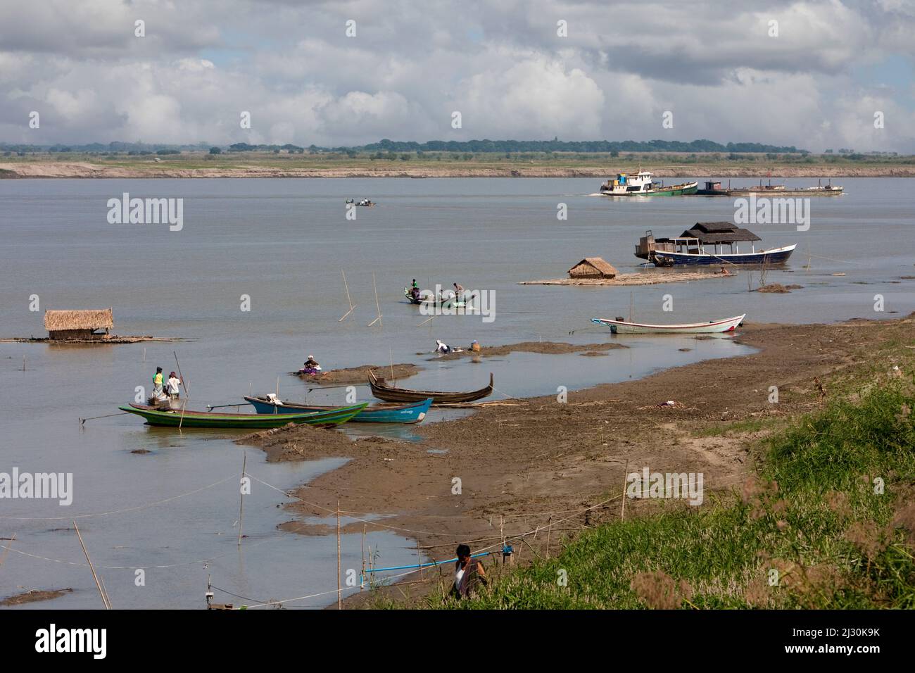 Myanmar, Burma. Bagan. Ayeyarwady (Irrawaddy) River Scene Stock Photo ...