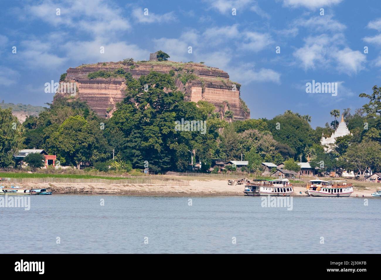 Myanmar, Burma. Mingun Paya, near Mandalay. Begun in 1790, this is the ...