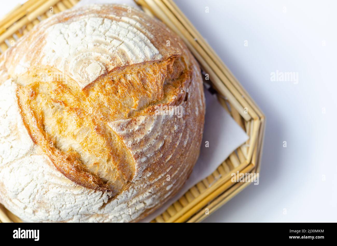 Traditional round loaf of bread baked according to a classic recipe ...