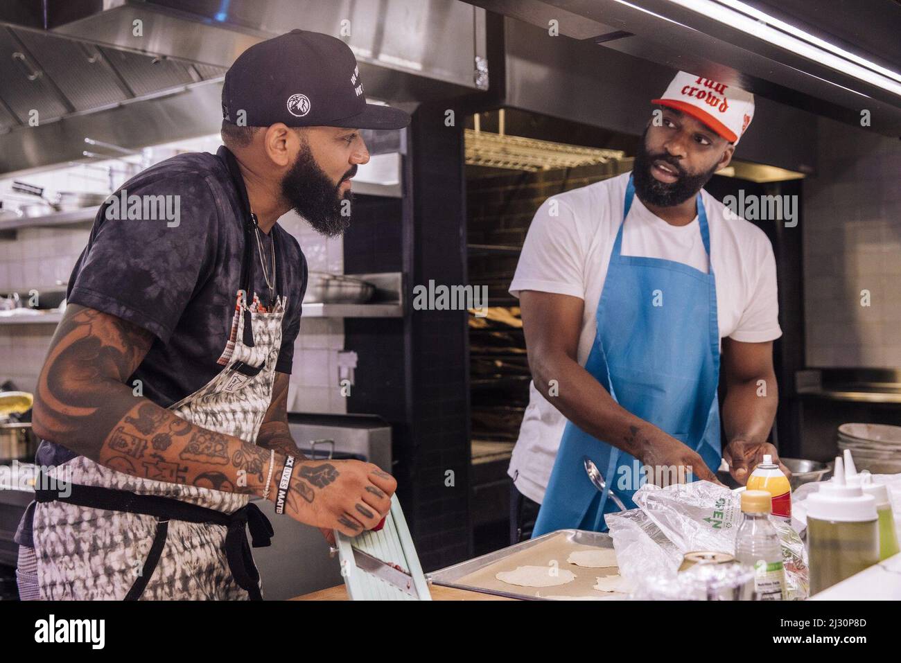 FAST FOODIES, from left: chef Justin Sutherland, Baron Davis, Baron ...
