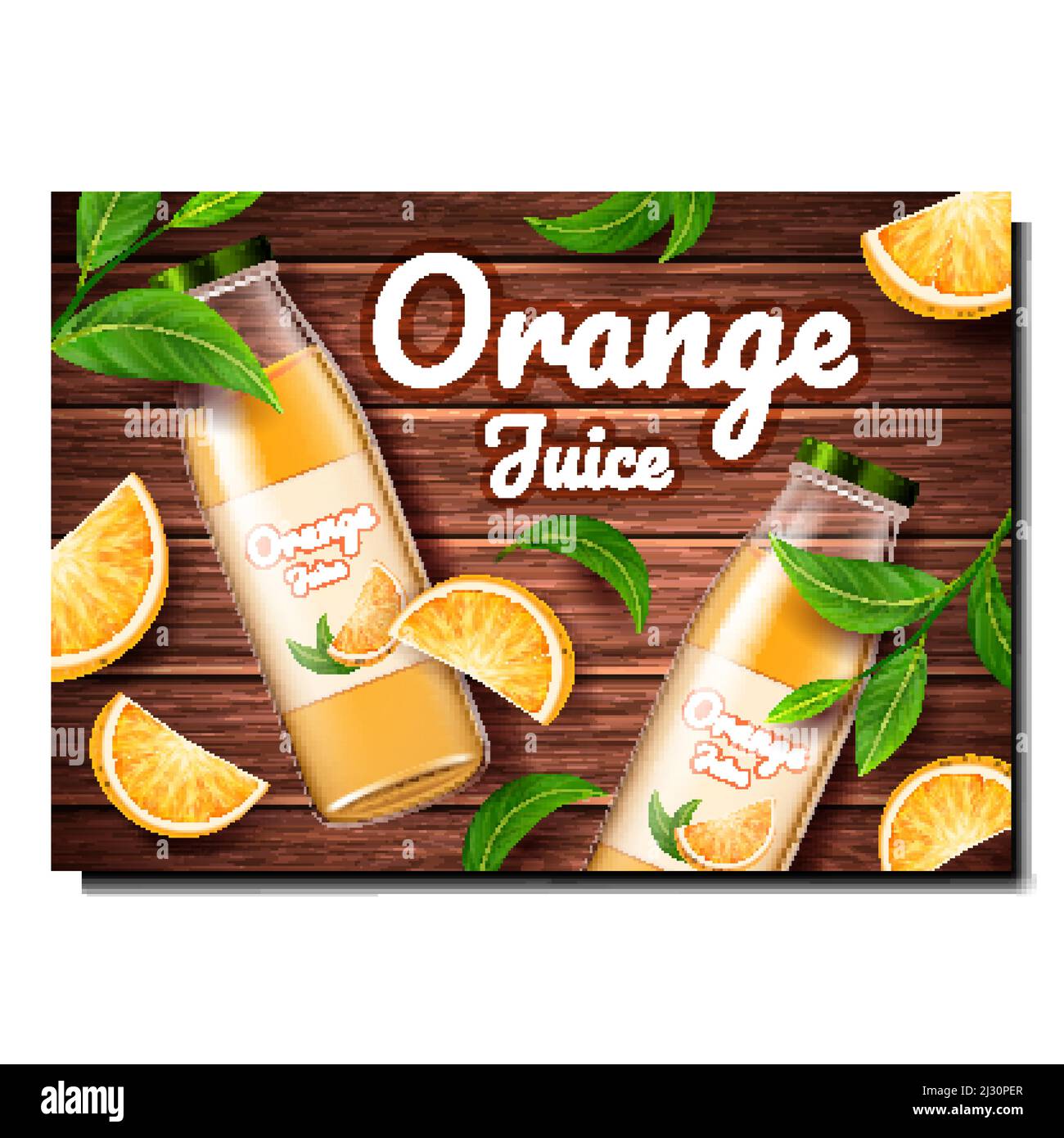 Orange Juice Beverage Creative Promo Banner Vector Stock Vector Image ...