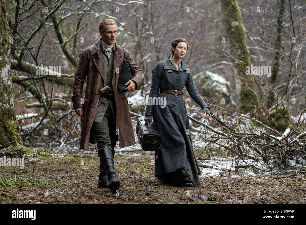 OUTLANDER, from left: Sam Heughan, Caitriona Balfe, Echoes', (Season 6 ...