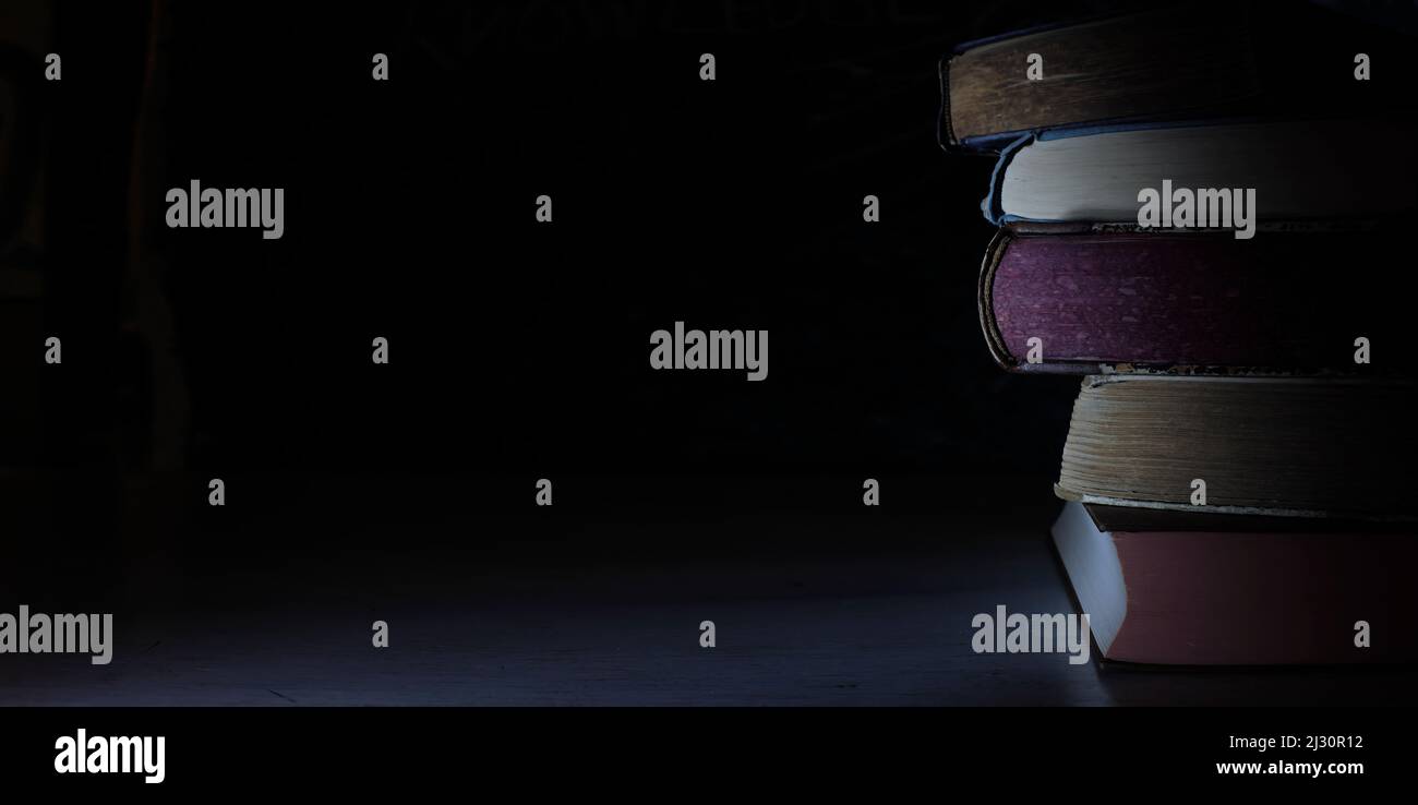 Stack of books close up,education,reading, literature, wisdom concept ...