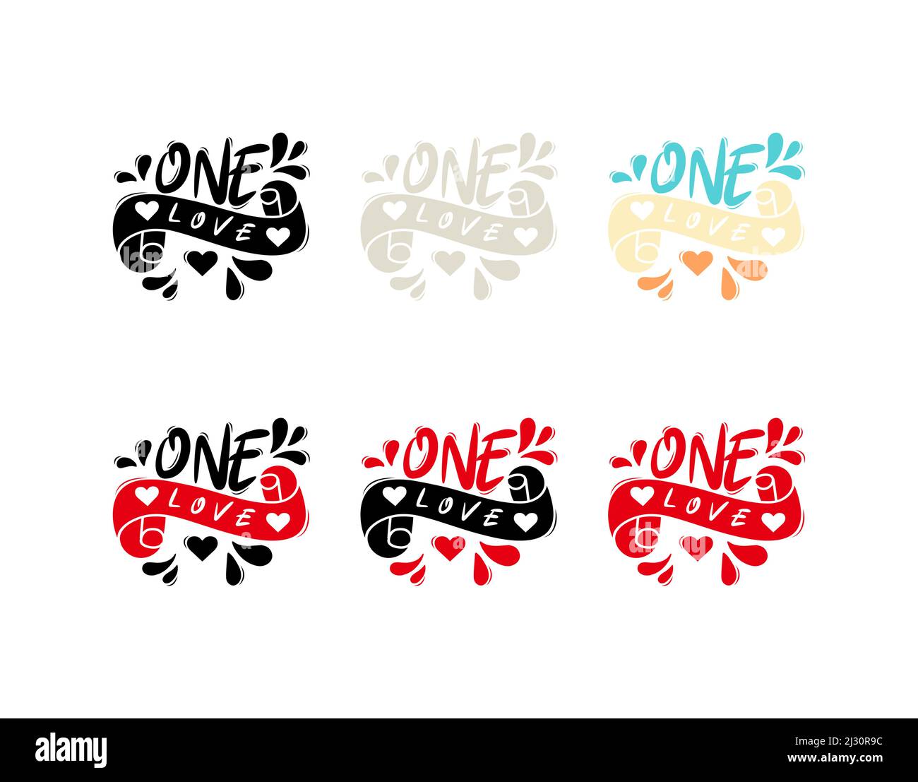 One Love lettering Text on white background in vector illustration ...