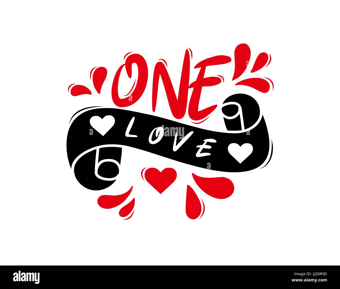 One Love lettering Text on white background in vector illustration ...