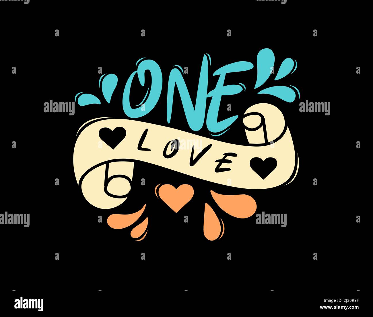 One Love lettering Text on white background in vector illustration ...