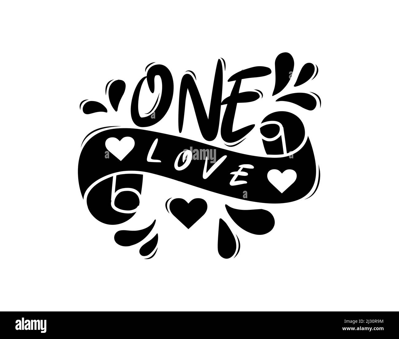 One Love lettering Text on white background in vector illustration ...