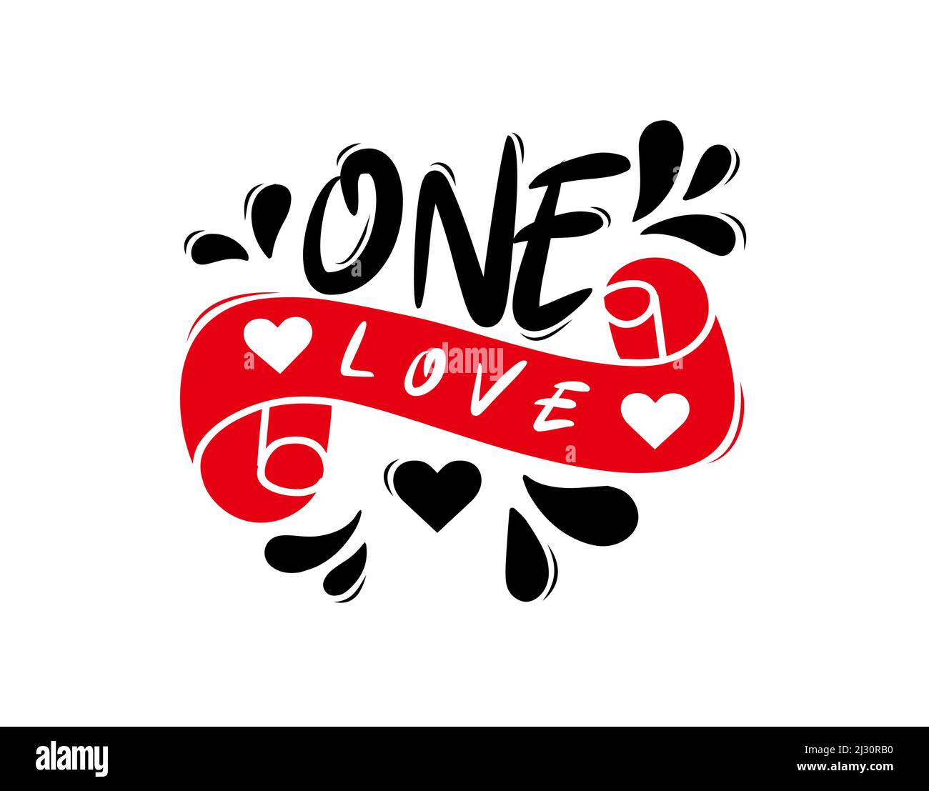 One Love lettering Text on white background in vector illustration ...