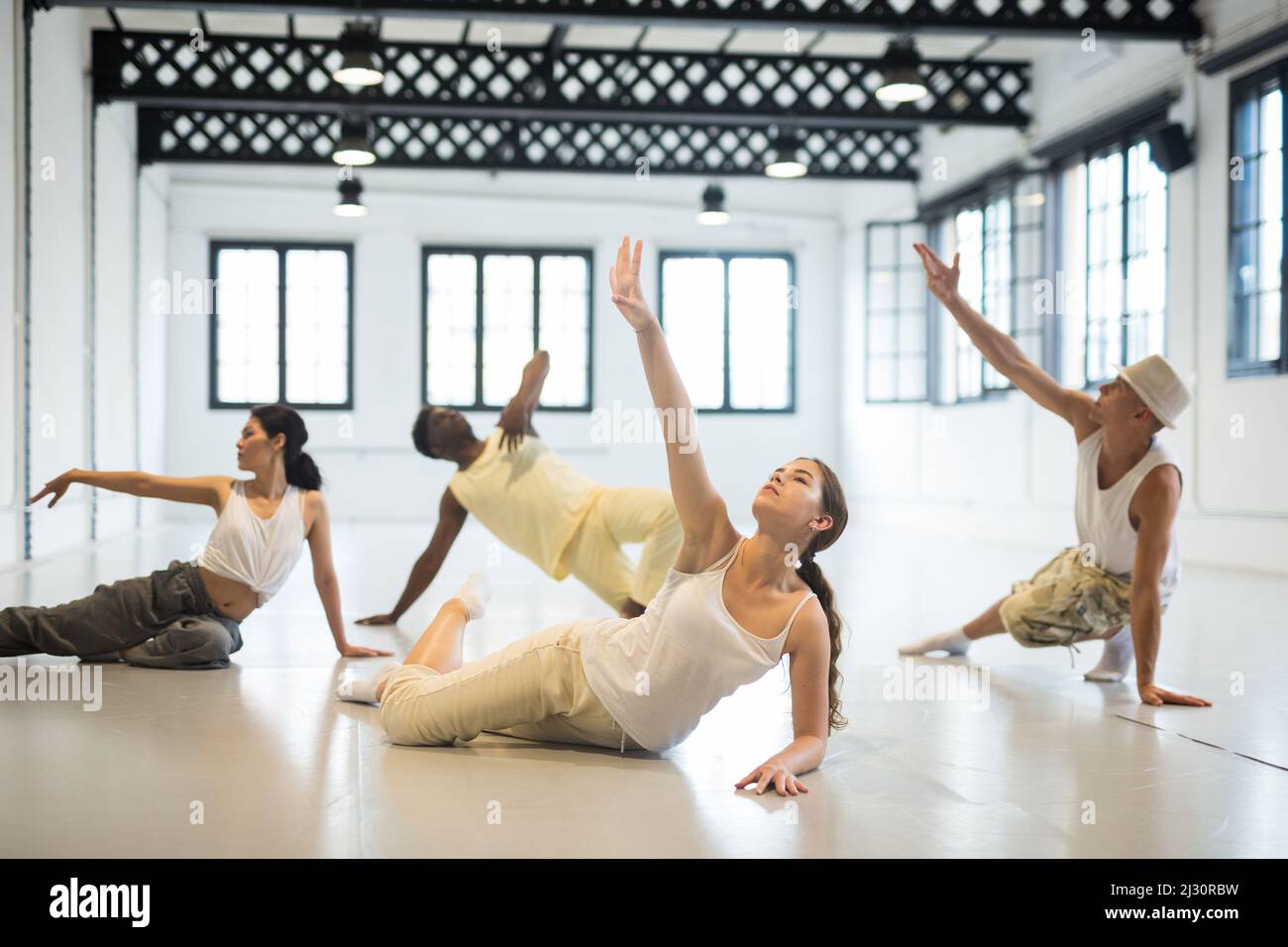 Group artists rehearsing spectacle scene Stock Photo - Alamy