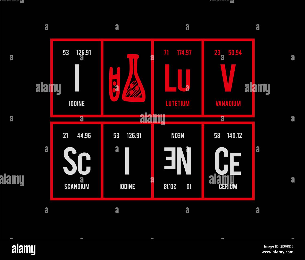 Periodic Table of Elements on black background in vector illustration ...