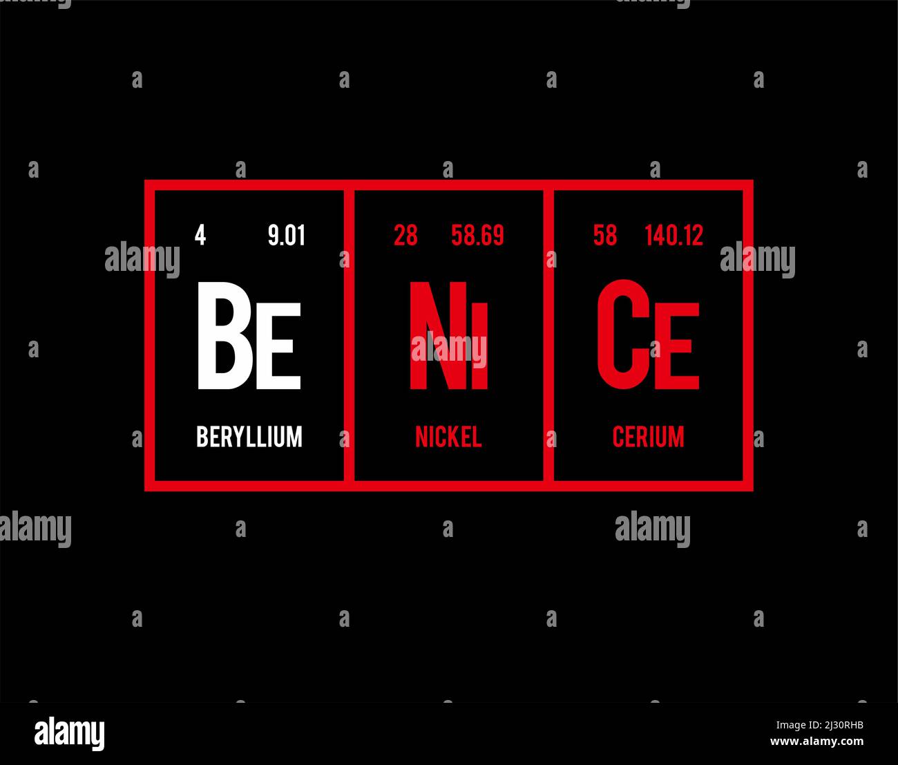 Periodic Table of Elements on black background in vector illustration ...