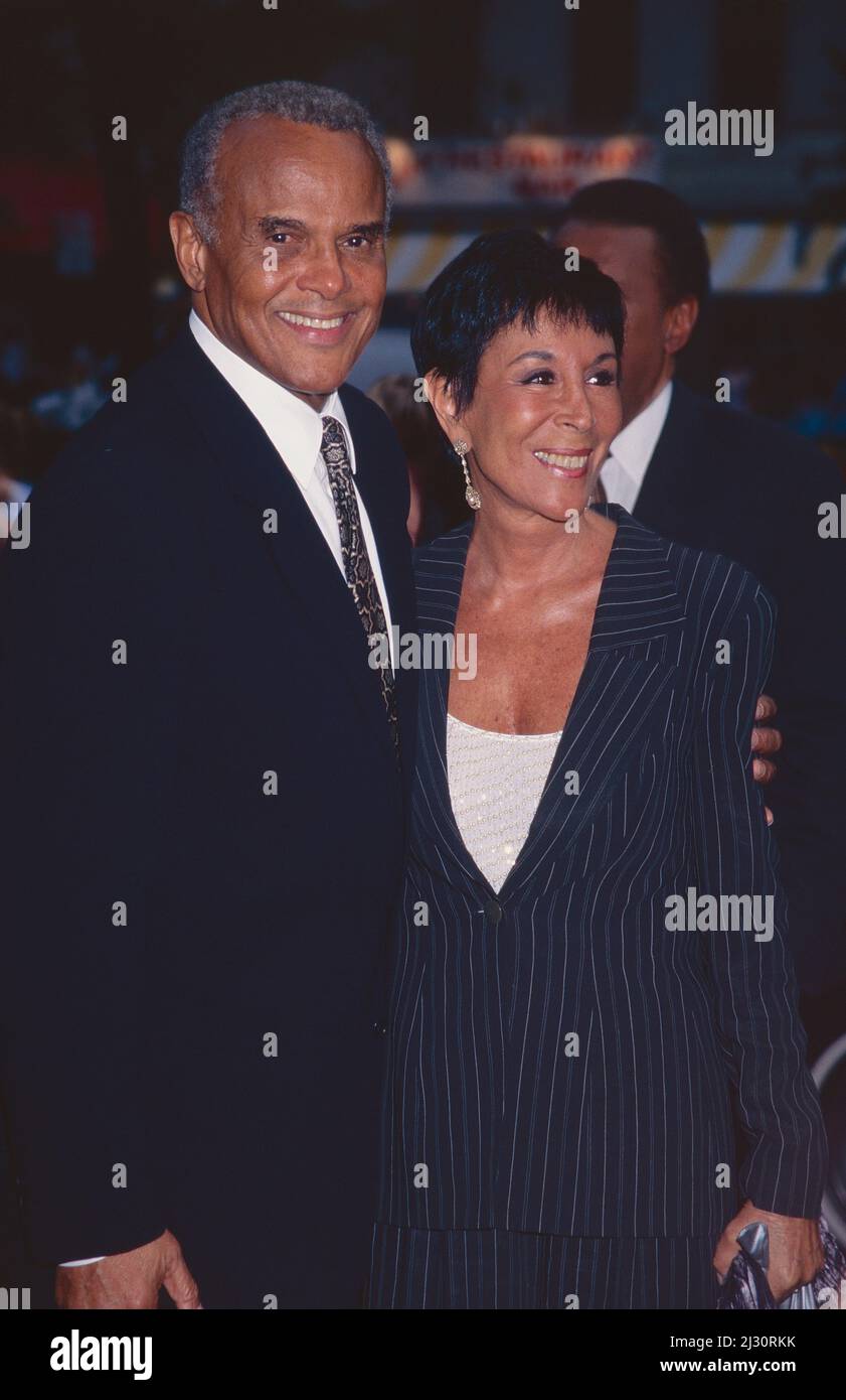 Harry Belafonte and wife Julie Robinson attend the premiere of "Kansas ...