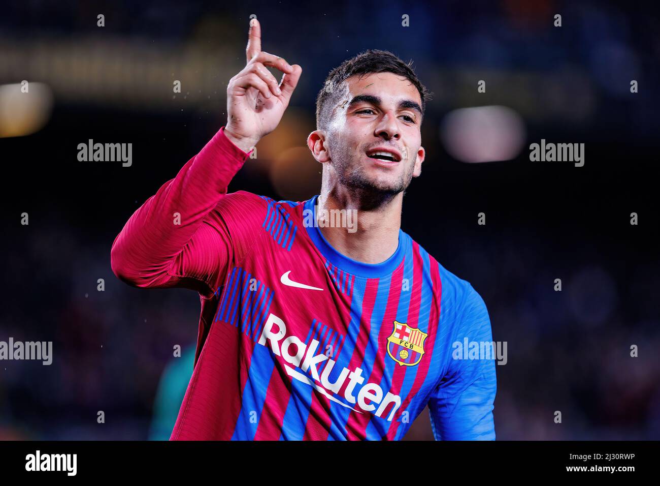 BARCELONA - MAR 13: Ferran Torres celebrates after scoring a goal at ...