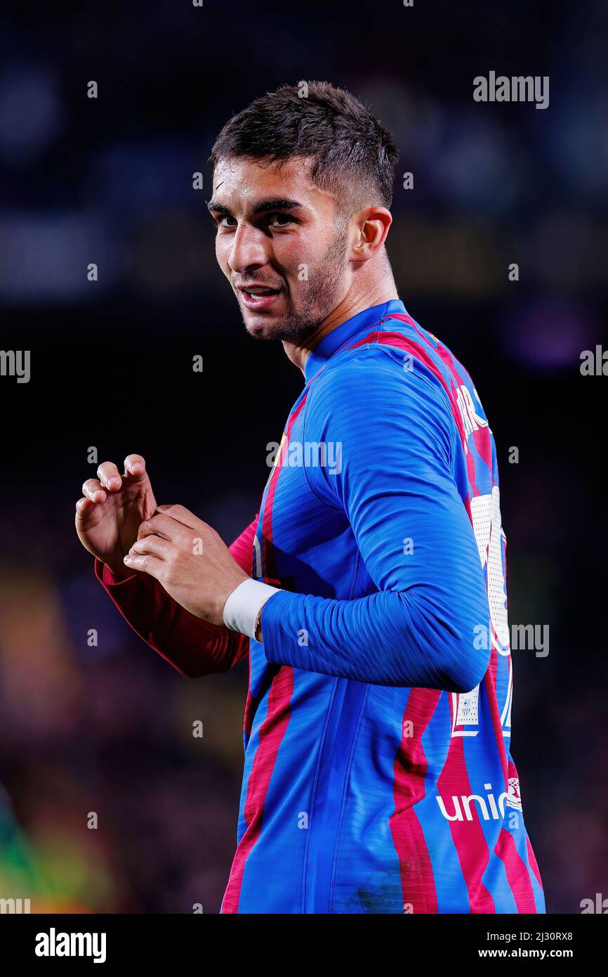 BARCELONA - MAR 13: Ferran Torres celebrates after scoring a goal at ...