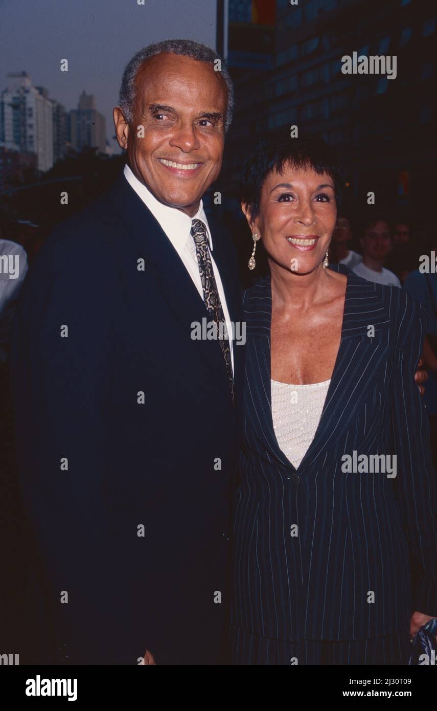 Harry Belafonte and wife Julie Robinson attend the premiere of "Kansas ...