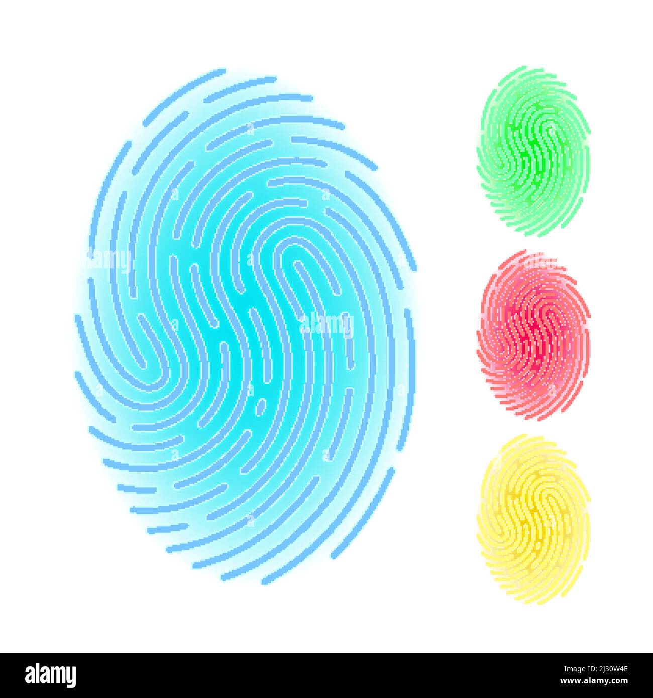 Fingerprint Multicolor Security System Set Vector Stock Vector Image ...