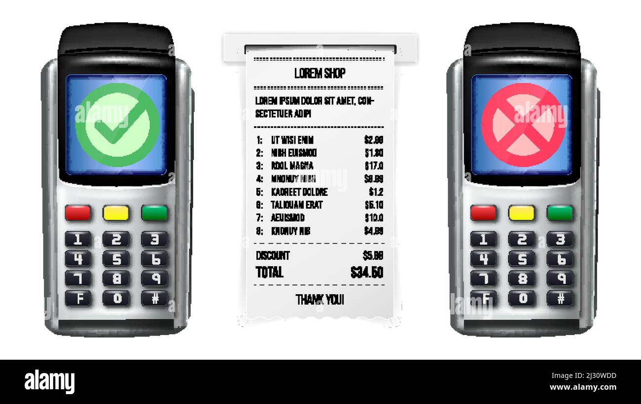 Pos Terminal And Receipt Of Payment Set Vector Stock Vector Image & Art ...