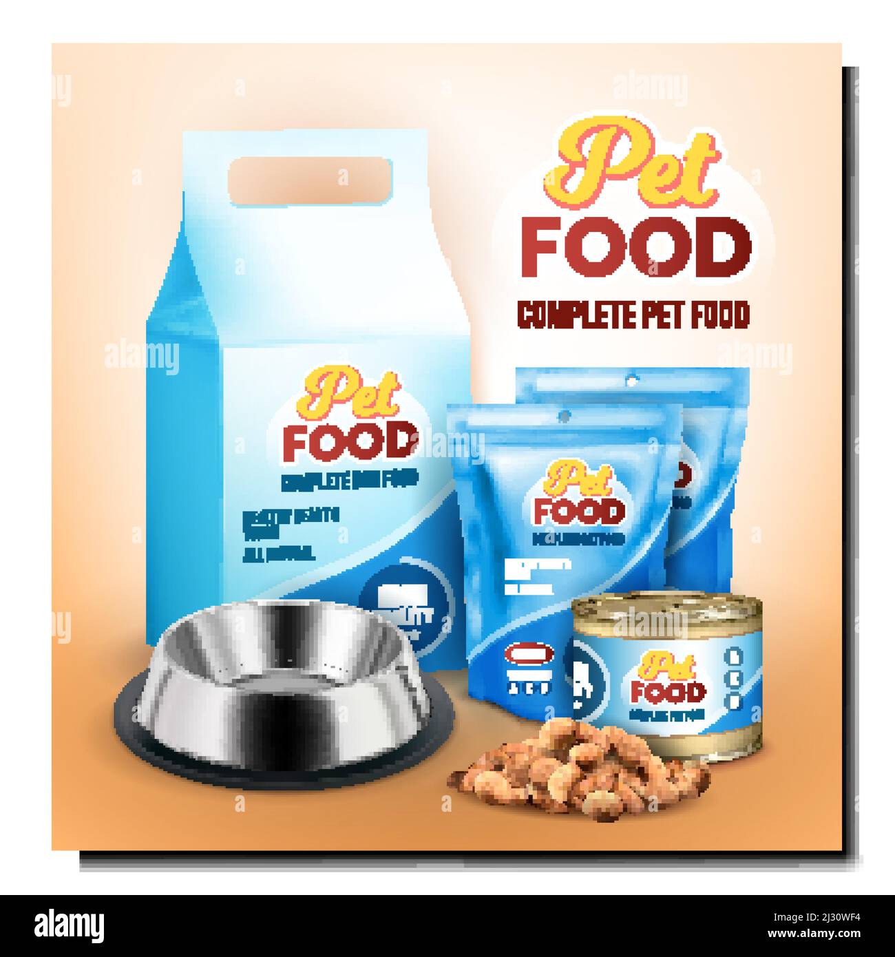 Pet Food Complete Creative Promotion Poster Vector Stock Vector Image ...